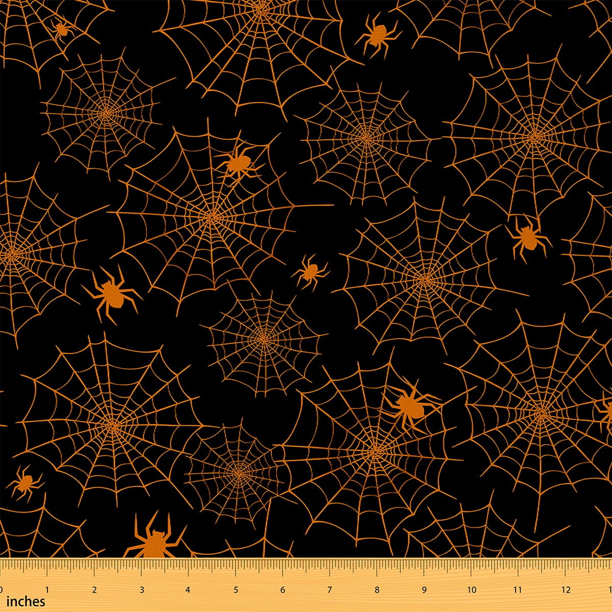 Feelyou Orange Spider Web Fabric by the Yard 3 Yards, Kawaii Cartoon ...