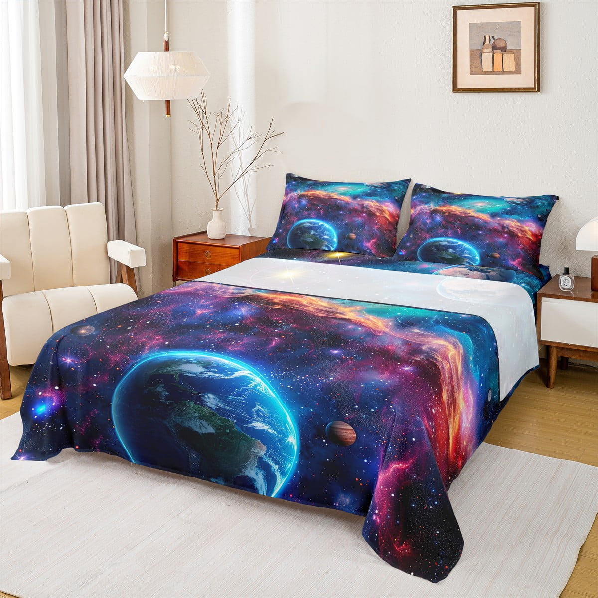Feelyou Outer Space Planet Bed Sheets for Boy, Psychedelic Starry Sky ...