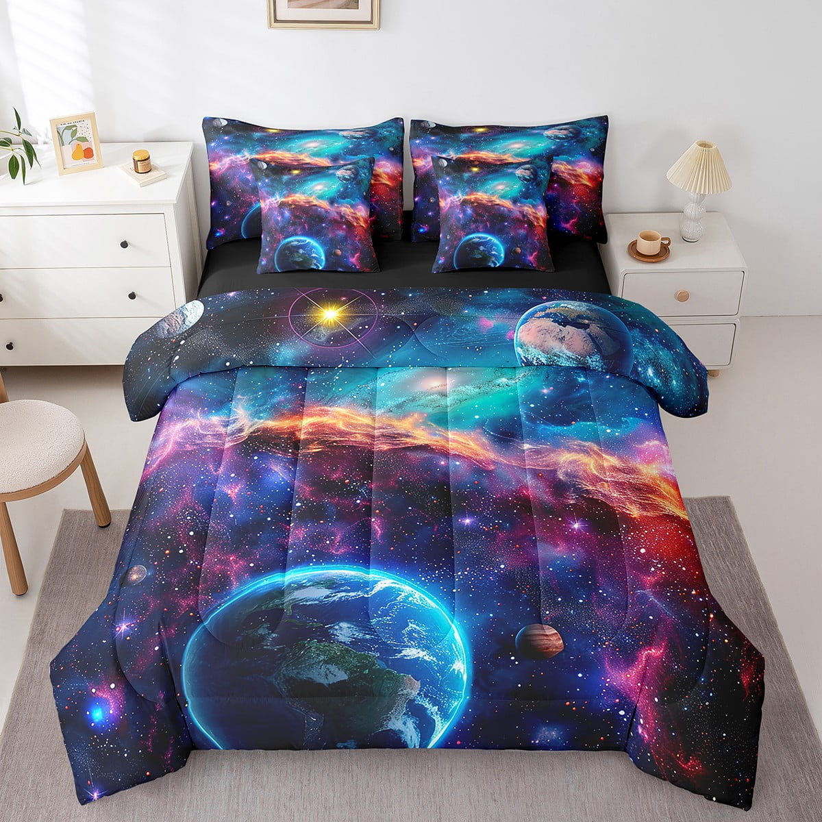 Feelyou Outer Space Planet Bedding Comforter Set 7pcs for Boy ...