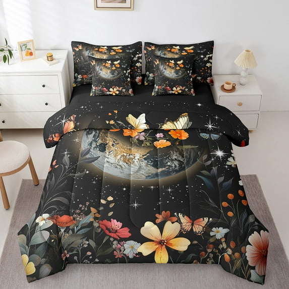 Feelyou Outer Space Planet Twin Bedding Sets 7-Piece, Jungle Flower ...