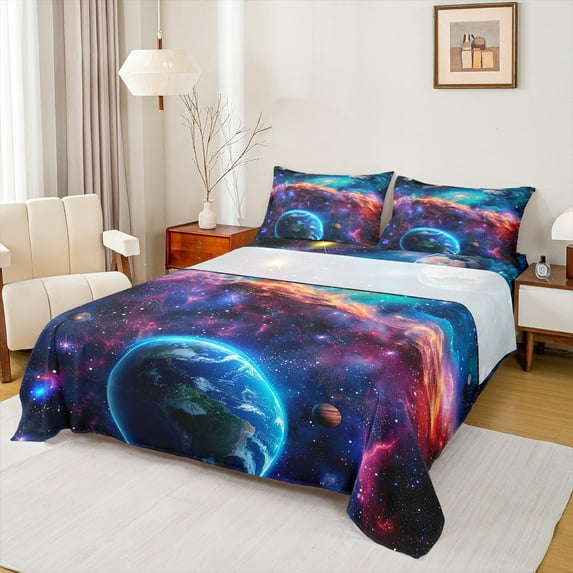 Feelyou Outer Space Planet Twin Sheet Sets for Boy, Psychedelic Starry ...