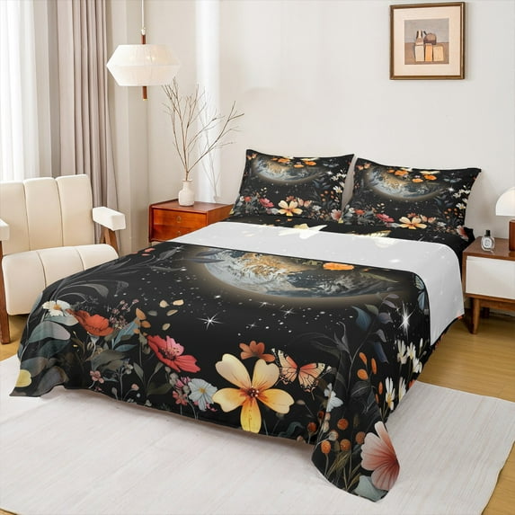 Feelyou Outer Space Planet Twin Sheet Sets, Jungle Flower Floral Twin ...