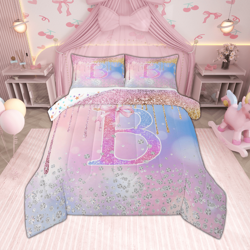 Feelyou Personalized Initial B Full Size Comforter Sets, Cute Rainbow ...
