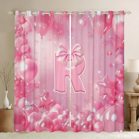 Feelyou Pink Letter R Black Out Curtains, Fairy Bowknot Curtains Pack ...
