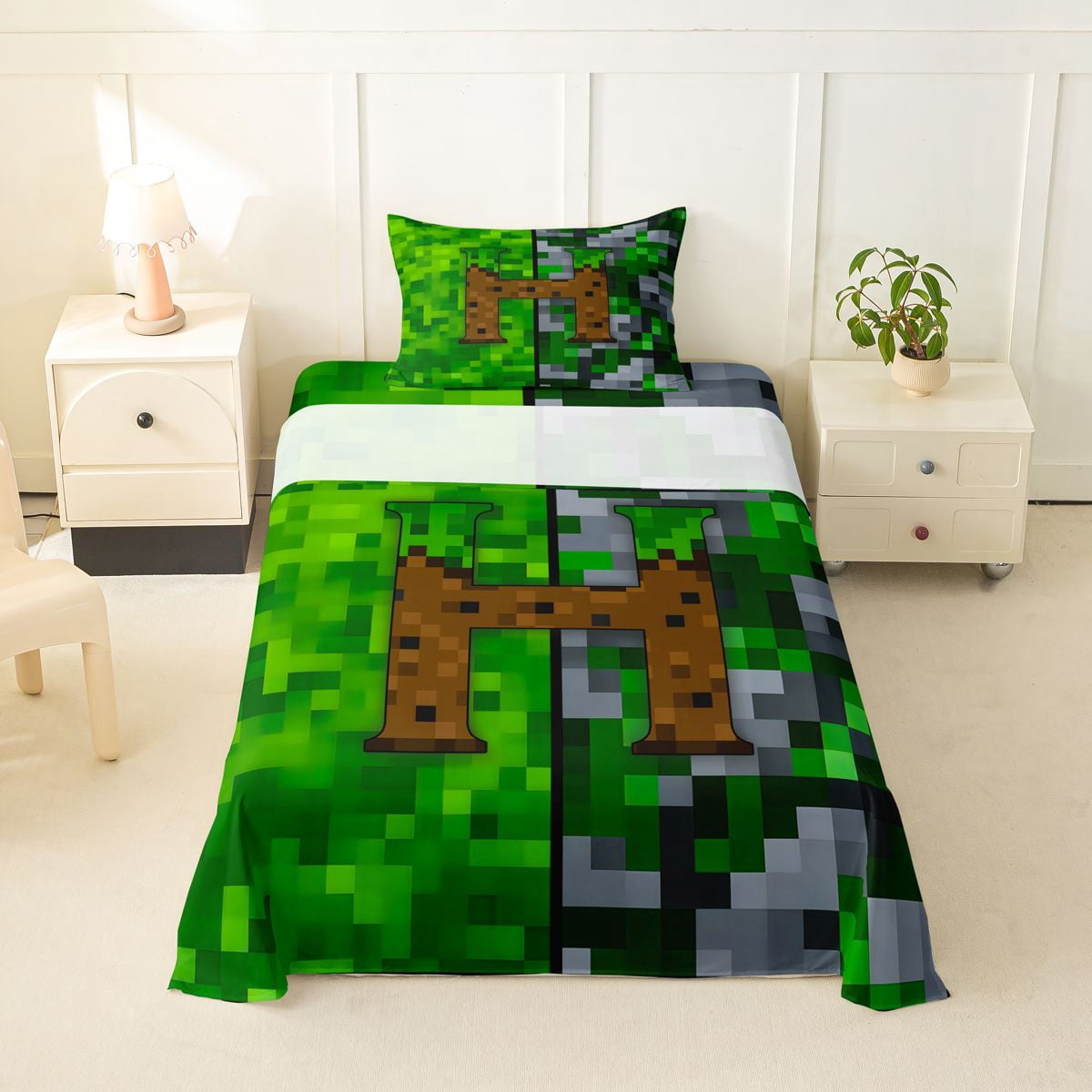 Feelyou Pixel Game Alphabet Twin Sheets for Kids Boys, Blocky Letter ...