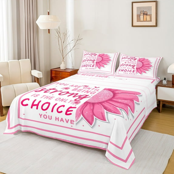 Feelyou Positive Quotes Full Size Sheets, Kawaii Pink Sunflower Groovy ...