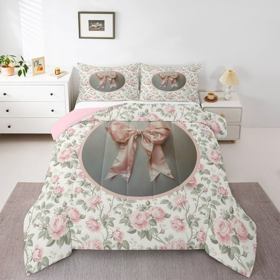 Feelyou Princess Bow Full Size Comforter Sets, Spring Garden Flower ...