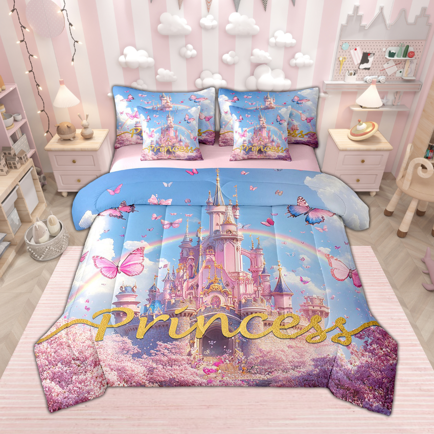 Feelyou Princess Castle Bedding Comforter Set 7 Pieces, Dreamy Fairy ...