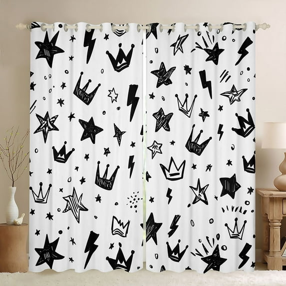 Feelyou Princess Crown Black Out Curtains, Stars Lightning Curtains ...