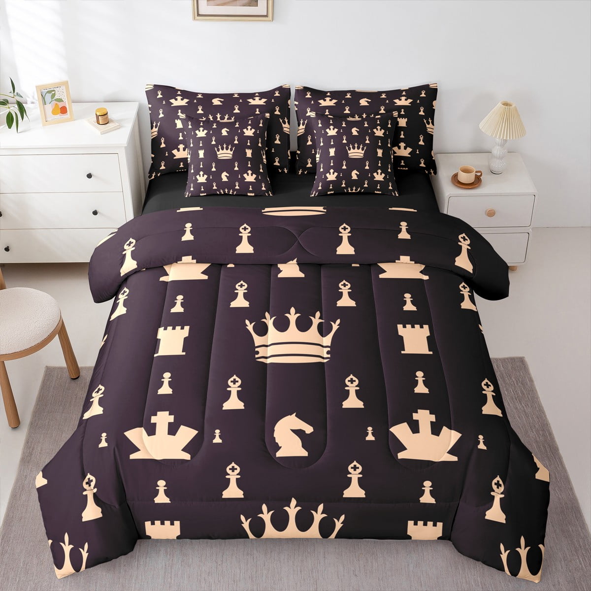 Feelyou Princess Crown Twin Bedding Sets 7-Piece for Teens, Cartoon ...