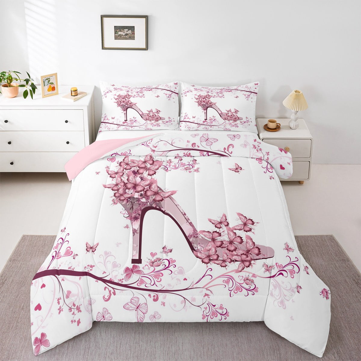 Feelyou Princess High Heel Bedding Comforter Set for Girl, Romantic ...