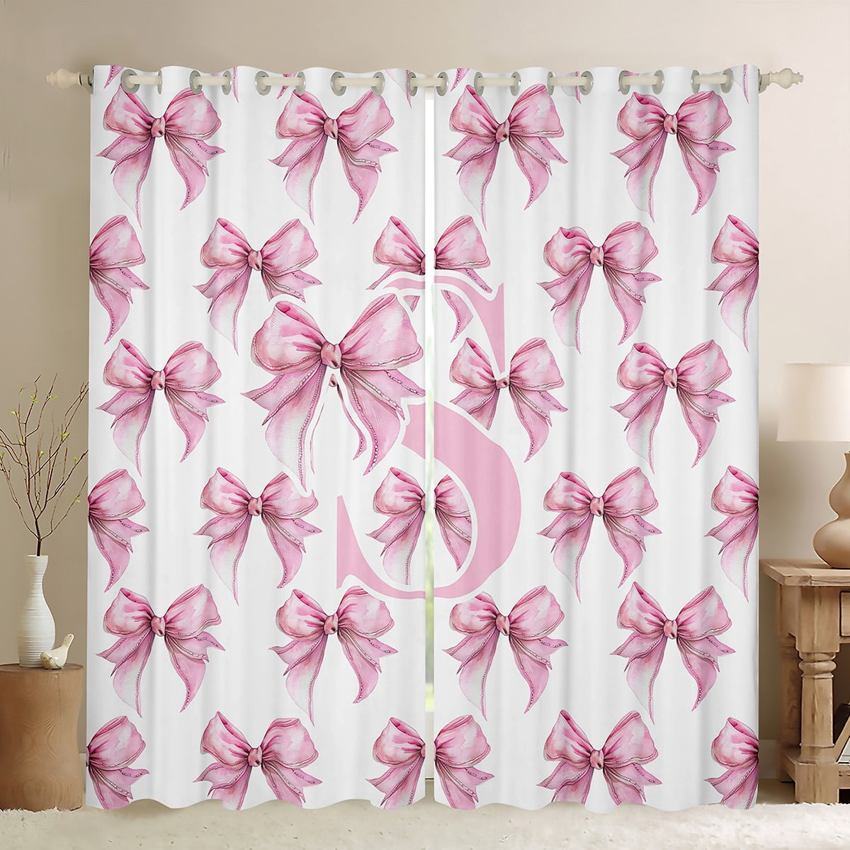 Feelyou Princess Initial S Letter Curtains Pack of 2 (42x84 Each ...