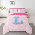 Feelyou Princess Ribbon Bow Queen Comforter Set, Pink Donut Initial L ...