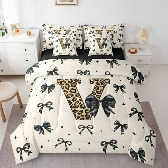 Feelyou Princess Ribbon Twin Bedding Sets 7pcs, Fashion Monogrammed V ...