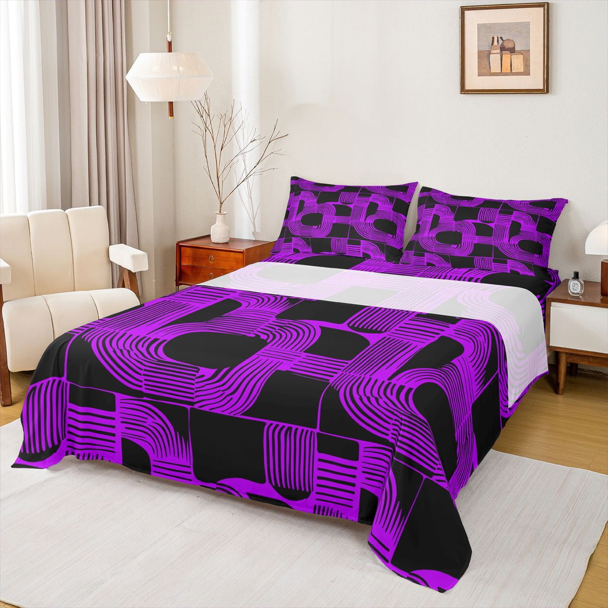 Feelyou Purple Artwork Abstract Full Size Sheets, Minimalst Minimalism ...