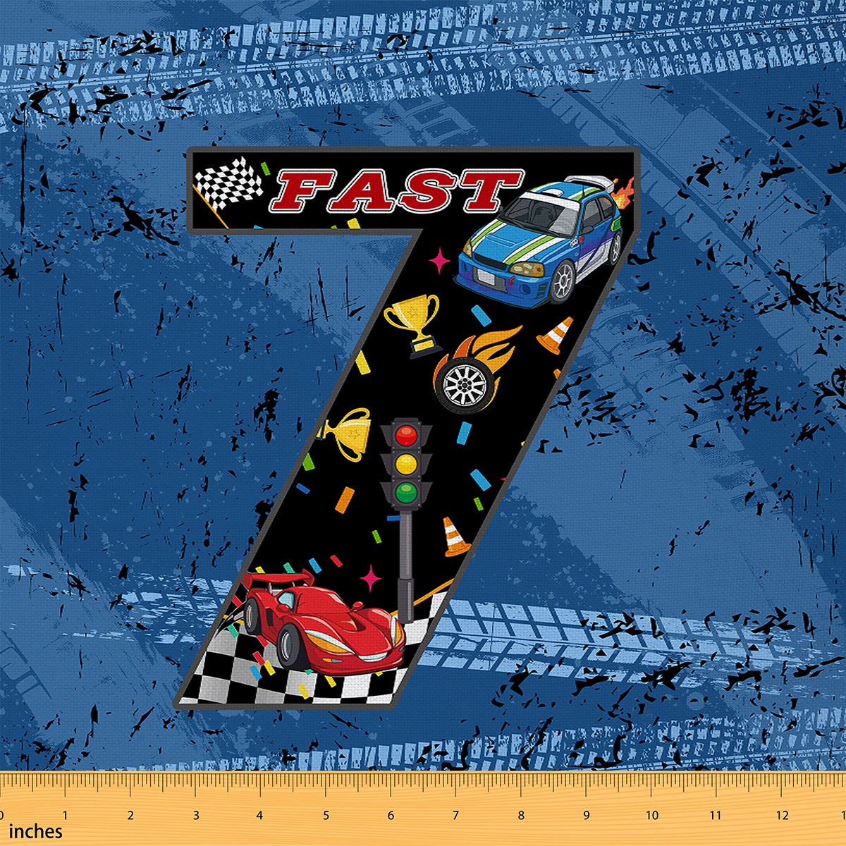 Feelyou Racing Car Fabric by the Yard 3 Yards, Speed Sports Lover Home ...