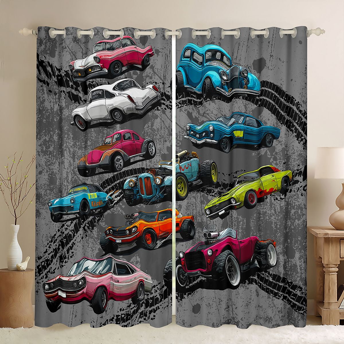 Feelyou Rcing Car Black Out Curtains, Extreme Speed Sport Curtains Pack ...
