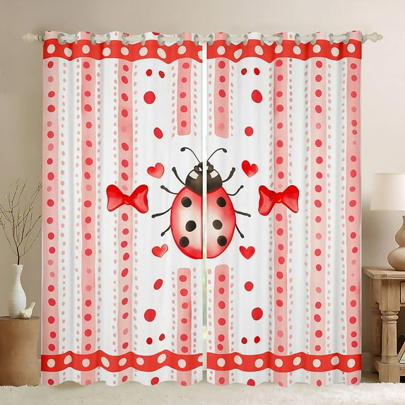 Feelyou Red Ladybug Curtains Pack of 2 (42x84 Each), Polkadot Ribbon ...