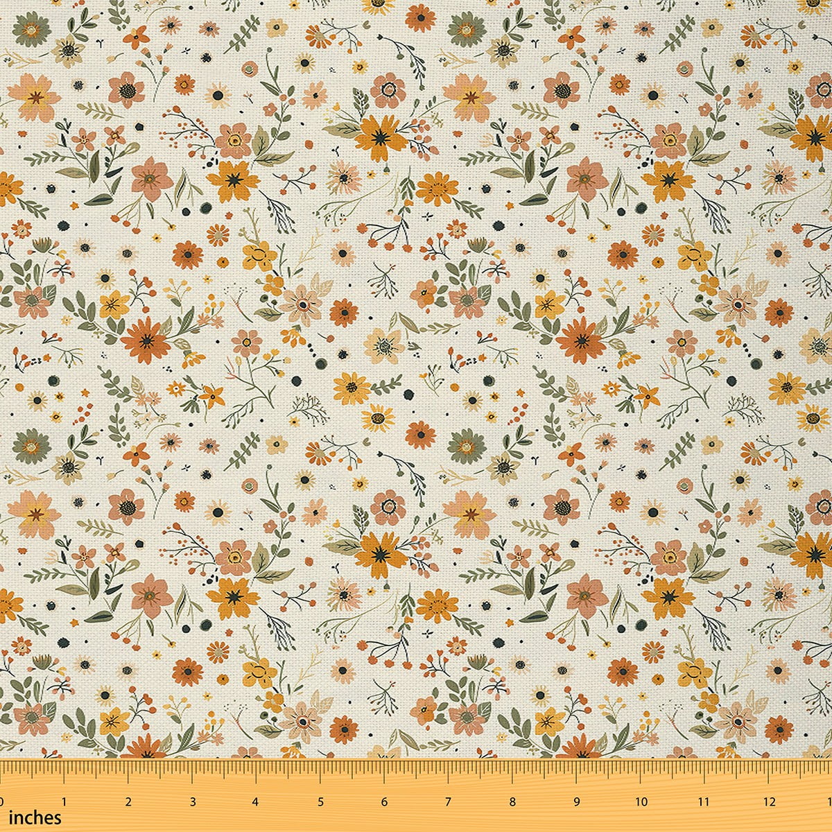 Feelyou Retro French Flower Fabric by the Yard 10 Yards, Orange Floral ...
