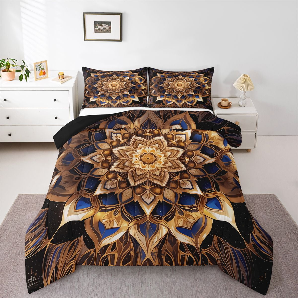 Feelyou Retro Tribal Damask Bedding Comforter Set for Adult, Western ...