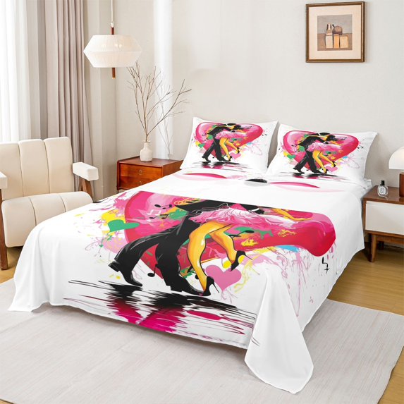 Feelyou Romantic Cartoon Couple Bed Sheets, Kawaii Pink Love Heart King ...
