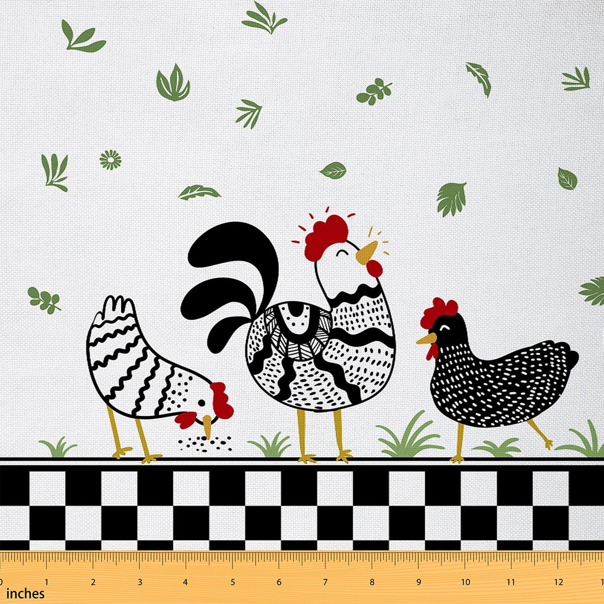 Feelyou Rooster Fabric by the Yard 10 Yards for Kids, Rustic Farmhouse ...