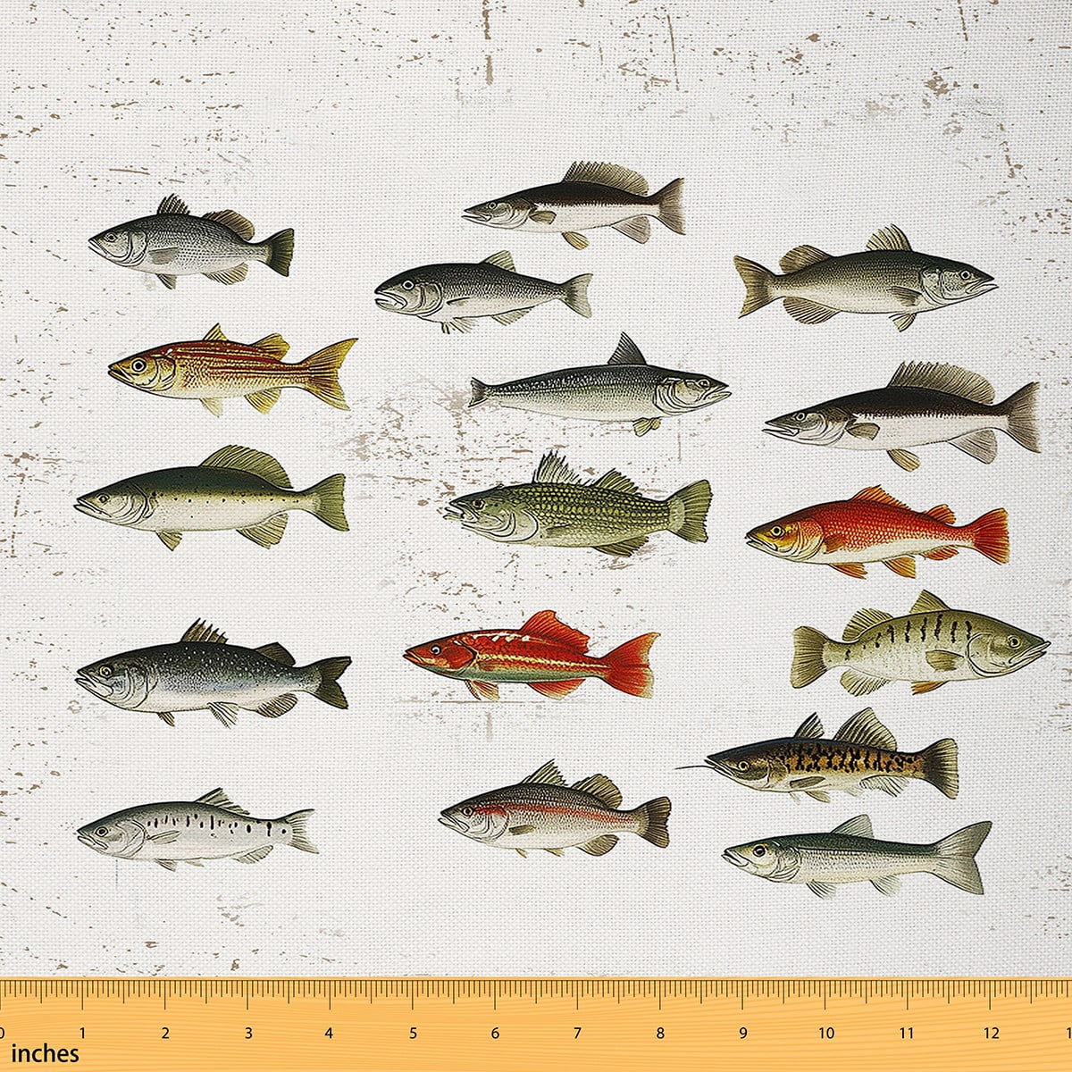 Feelyou Rustic Bass Fish Fabric by the Yard 1 Yard, Lodge Cabin Sewing ...