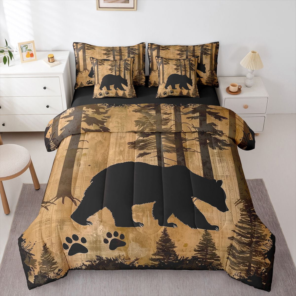 Feelyou Rustic Bear Bedding Comforter Set 7 Pieces, Western Lodge Cabin ...