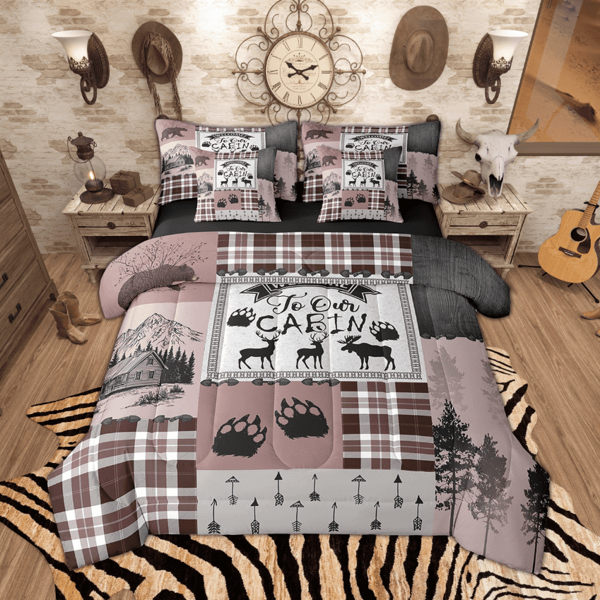 Feelyou Rustic Cabin Bedding Comforter Set 7-Piece for Kids, Deer Bear ...