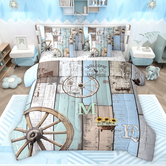 Feelyou Rustic Cabin Teens Bedding Comforter Set 7 Pieces, Blue Green ...