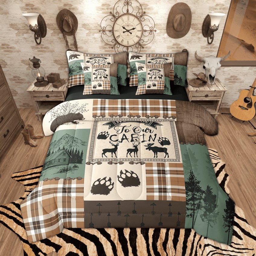 Feelyou Rustic Cabin Twin Bedding Sets 7pcs for Kids, Deer Bear ...