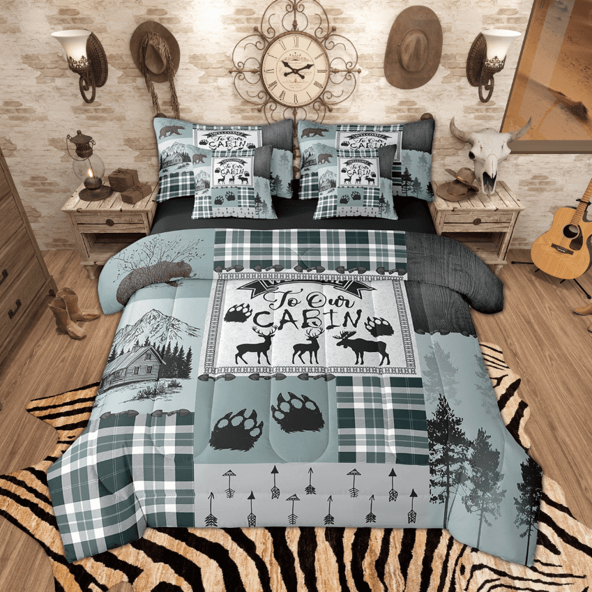 Feelyou Rustic Cabin Twin Bedding Sets 7pcs for Kids, Deer Bear ...