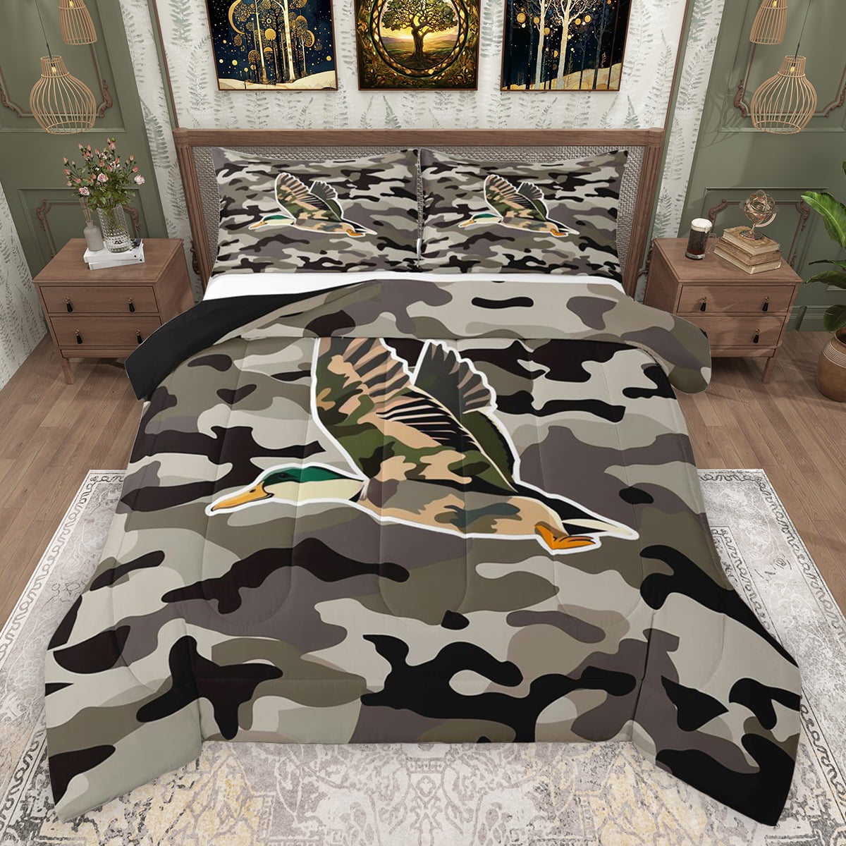 Feelyou Rustic Camouflage Full Size Comforter Sets, Hunting Wildlife ...