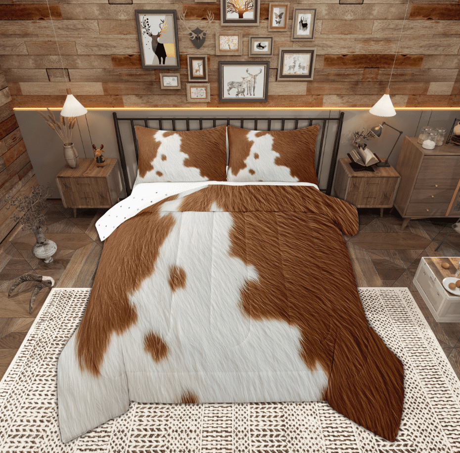 Feelyou Rustic Cow Print Full Size Comforter Sets, Farmhouse Fashion ...