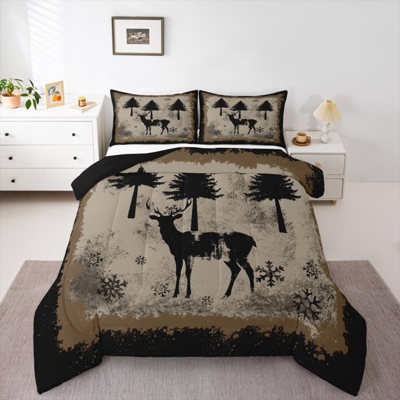 Feelyou Rustic Deer Moose Full Size Comforter Sets for Men, Merry ...