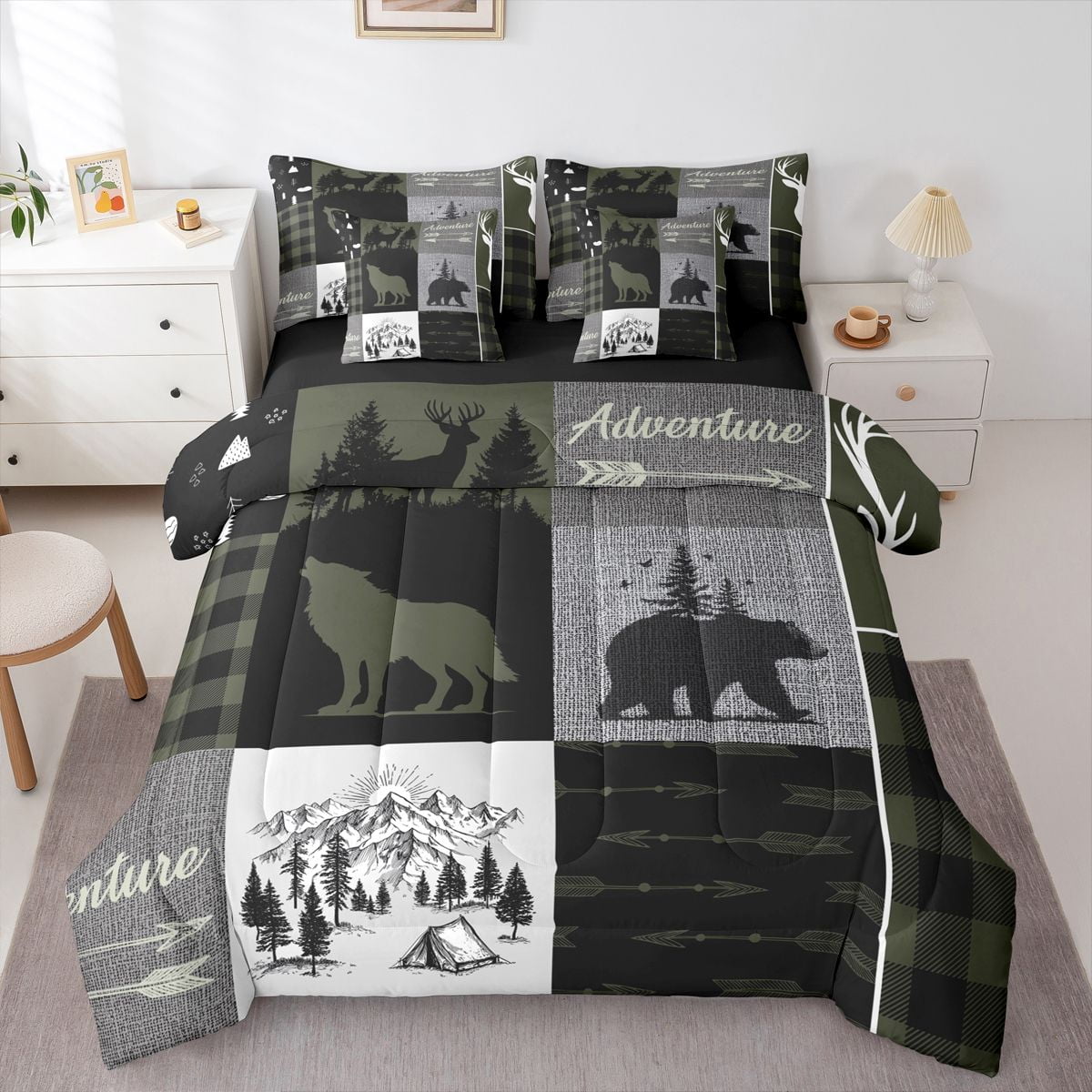 Feelyou Rustic Farmhouse Bedding Comforter Set 7-Piece, Buffalo Full ...