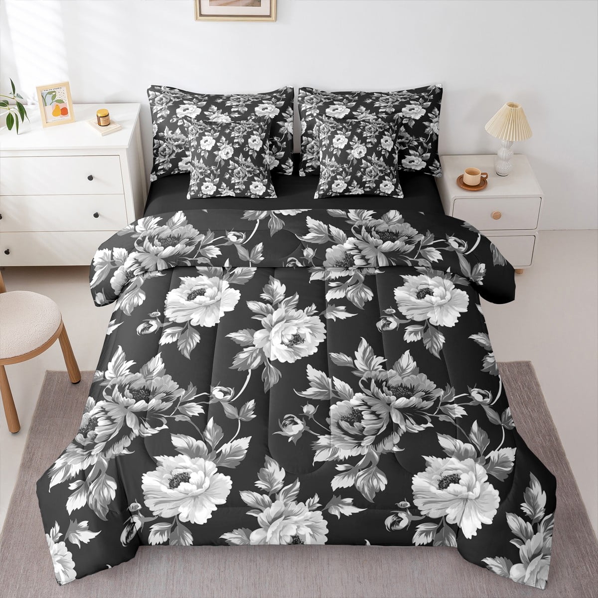 Feelyou Rustic Farmhouse Floral Twin Bedding Sets 7-Piece, Retro French ...