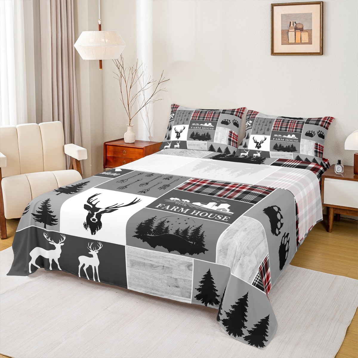 Feelyou Rustic Farmhouse Full Size Sheets for Boys Girls, Hunting ...