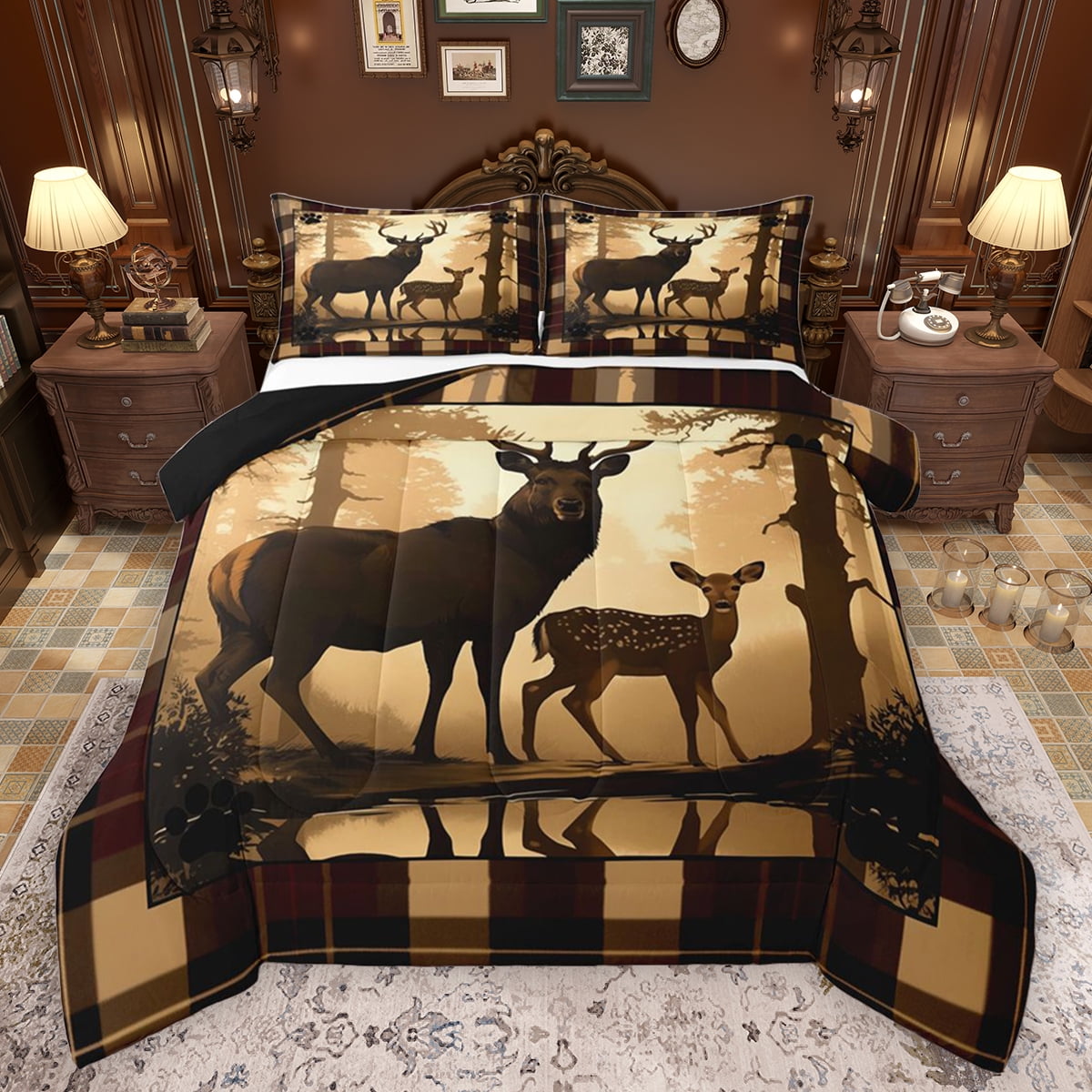 Feelyou Rustic Farmhouse Moose Full Size Comforter Sets, Deer Elk ...