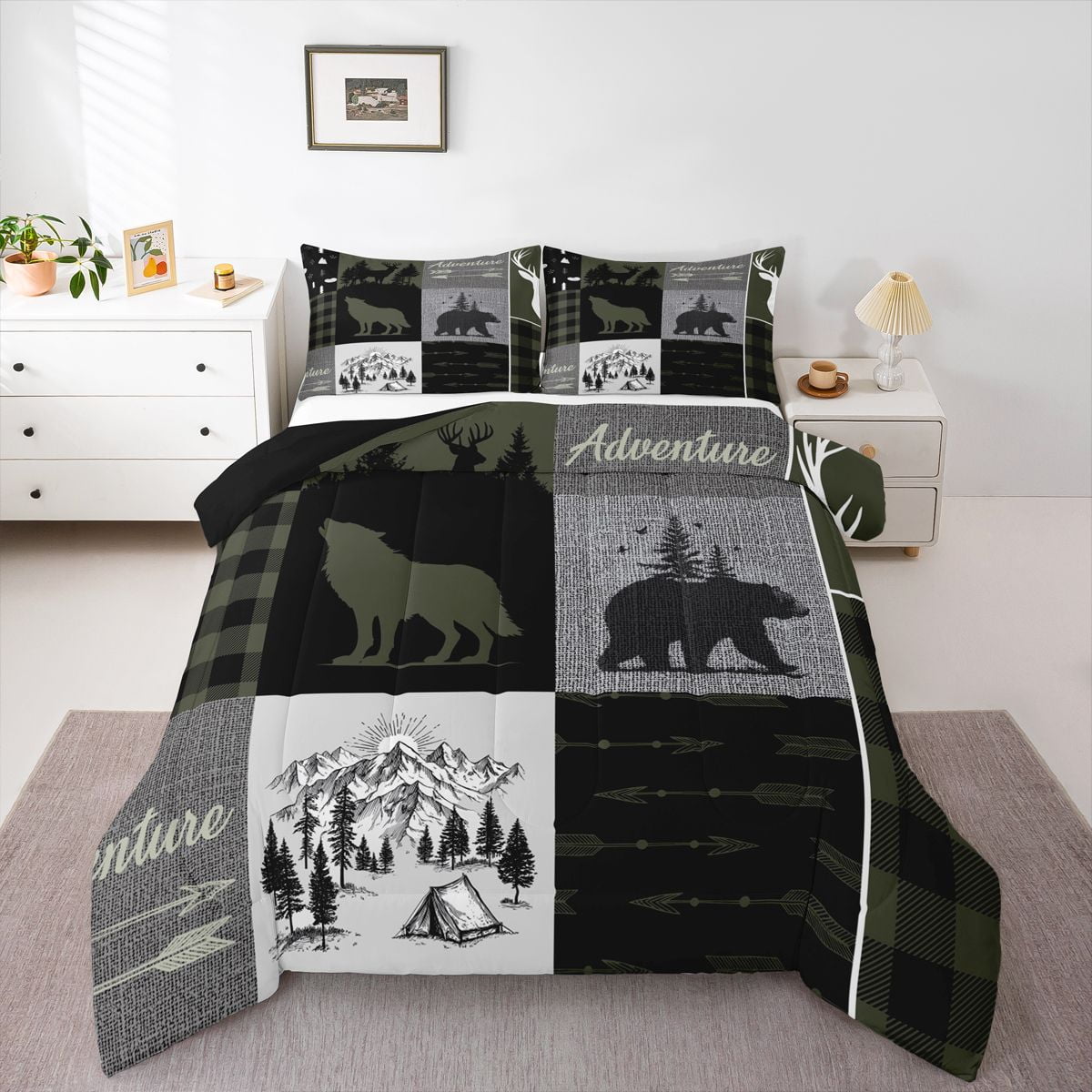 Feelyou Rustic Farmhouse Queen Comforter Set, Buffalo Bedding Comforter ...