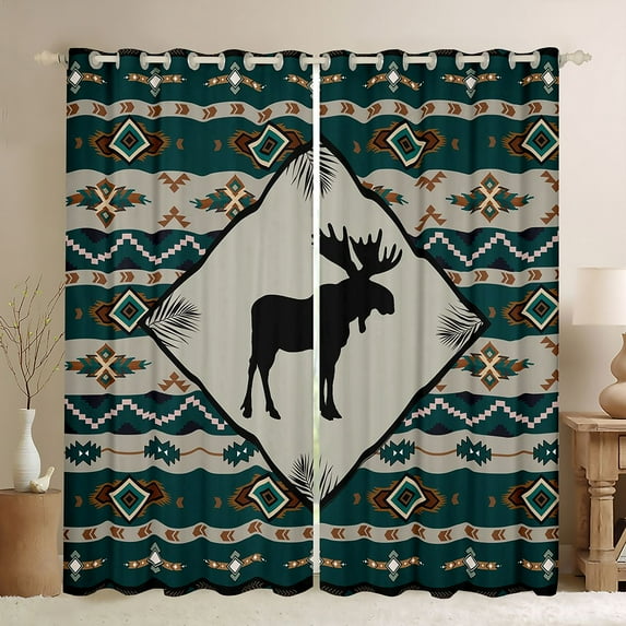 Feelyou Rustic Moose Elk Curtains Pack of 2 (42x84 Each), Aztec ...