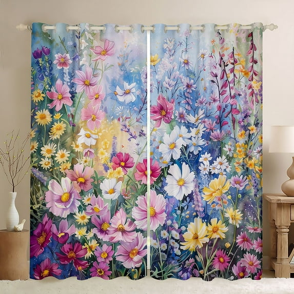 Feelyou Rustic Pink Flower Blackout Curtains Set of 2 (52x84 Each) for ...