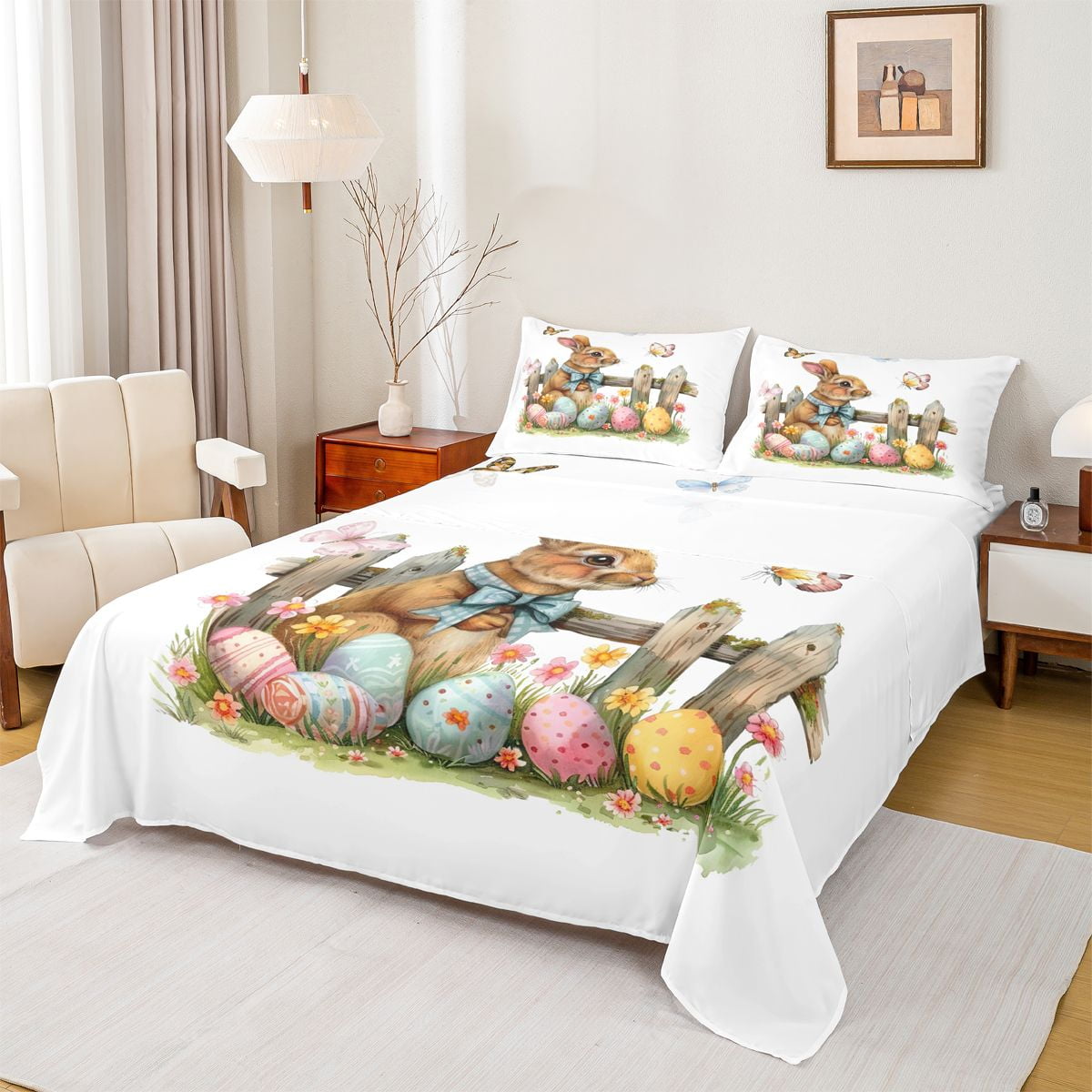Feelyou Rustic Rabbit Animal Full Size Sheets for Kids, Happy Easter ...