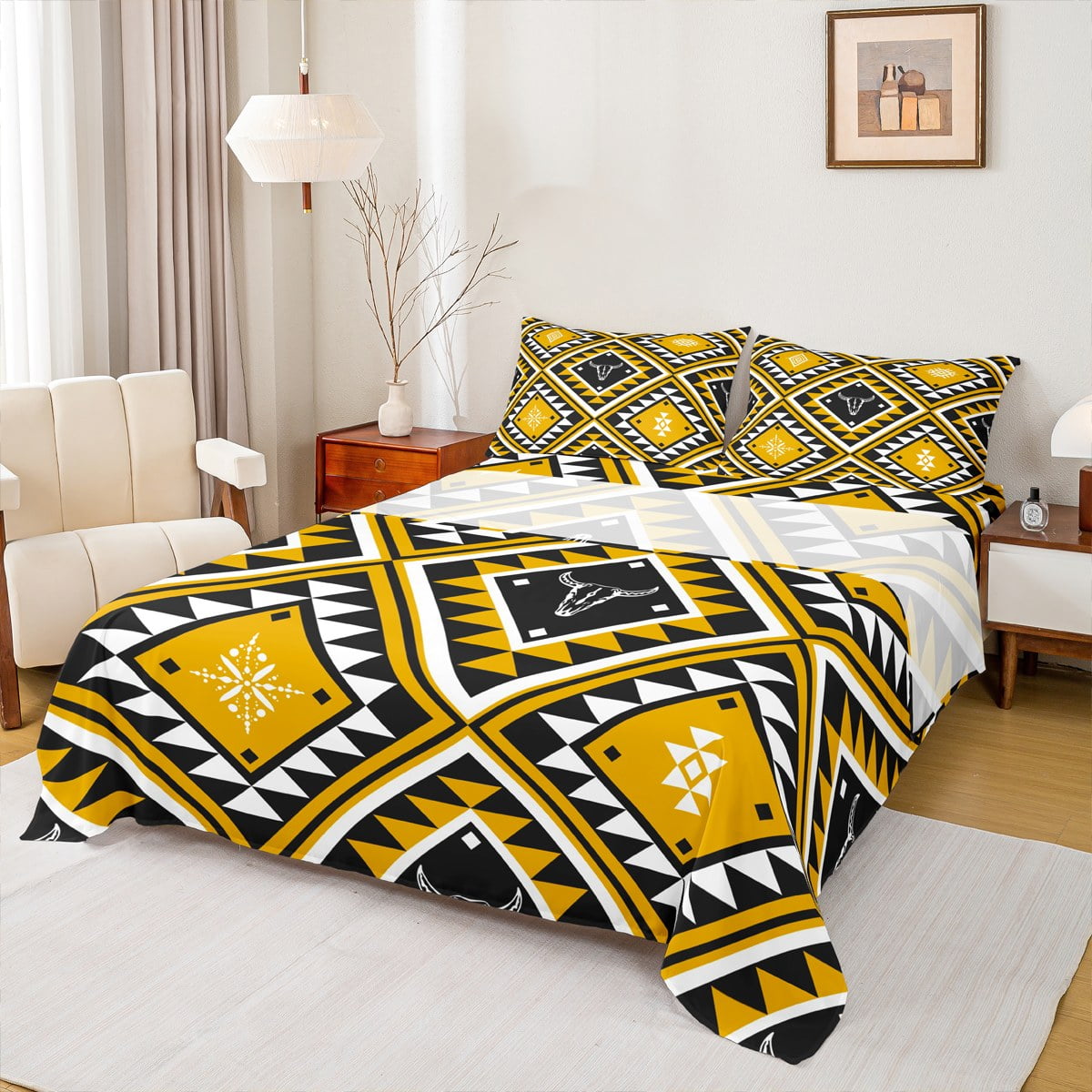 Feelyou Rustic Western Geometric Twin Sheet Sets, Bohemian Aztec Twin ...