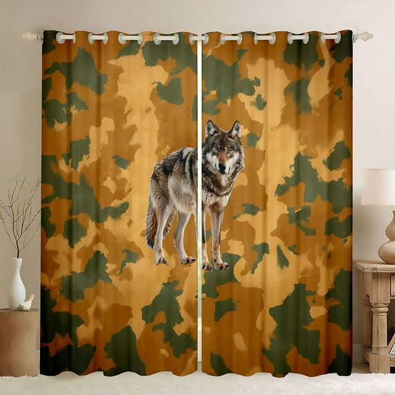 Feelyou Rustic Wolf Animal Blackout Curtains Set of 2 (52x84 Each ...