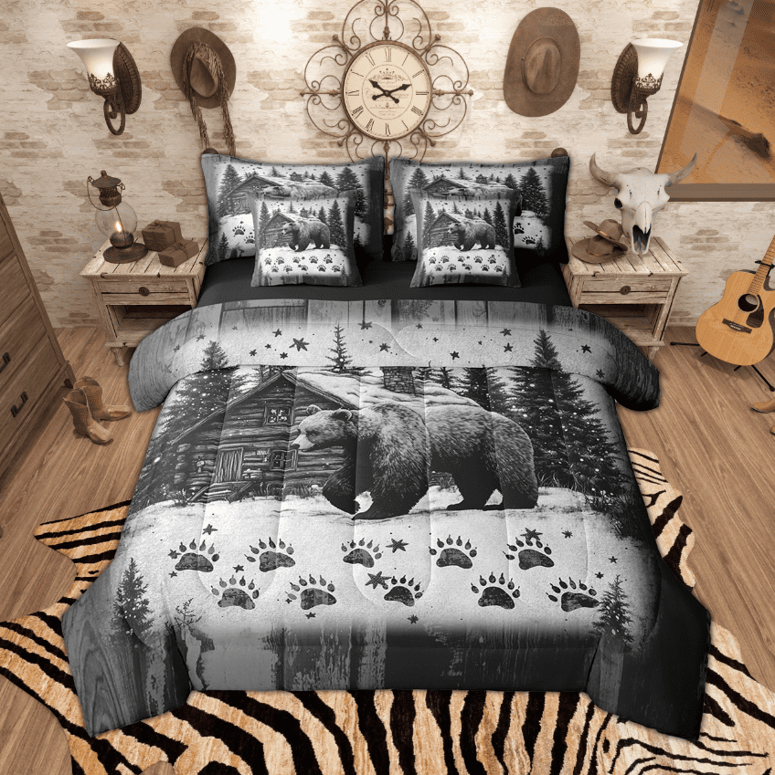 Feelyou Safari Bear Twin Bedding Sets 7pcs, Rustic Farmhouse Bedding ...
