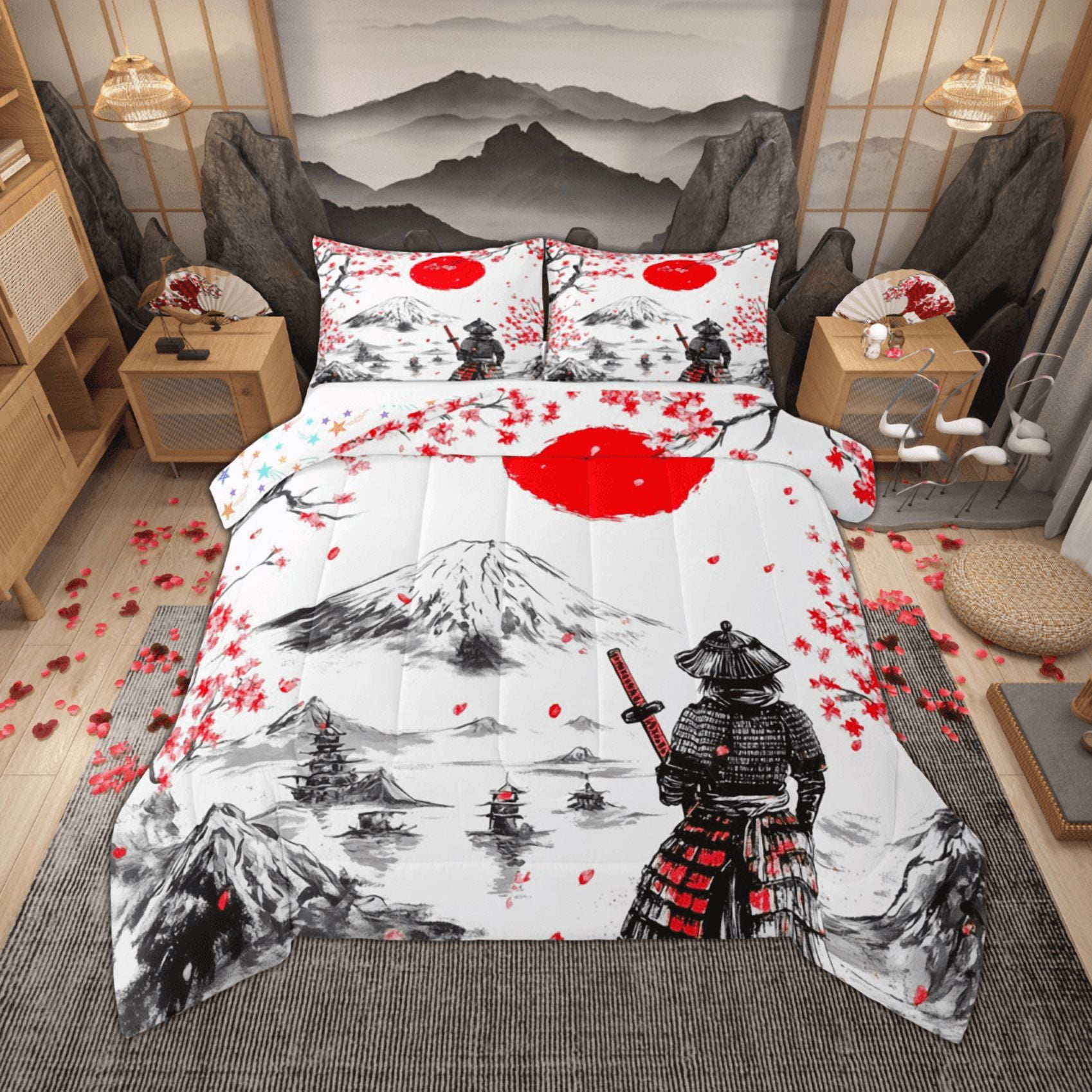 Feelyou Samurai Theme Full Size Comforter Sets, Japanese Anime Bedding ...
