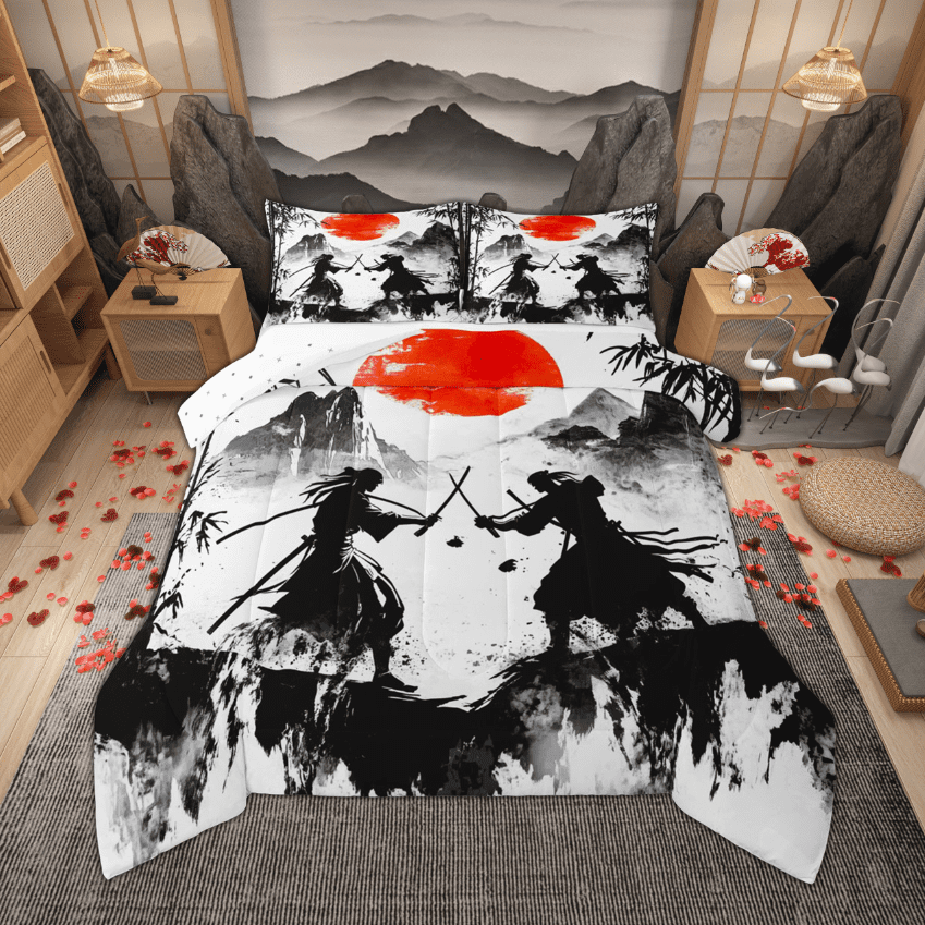 Feelyou Samurai Theme Queen Comforter Set, Japanese Anime Bedding Sets ...
