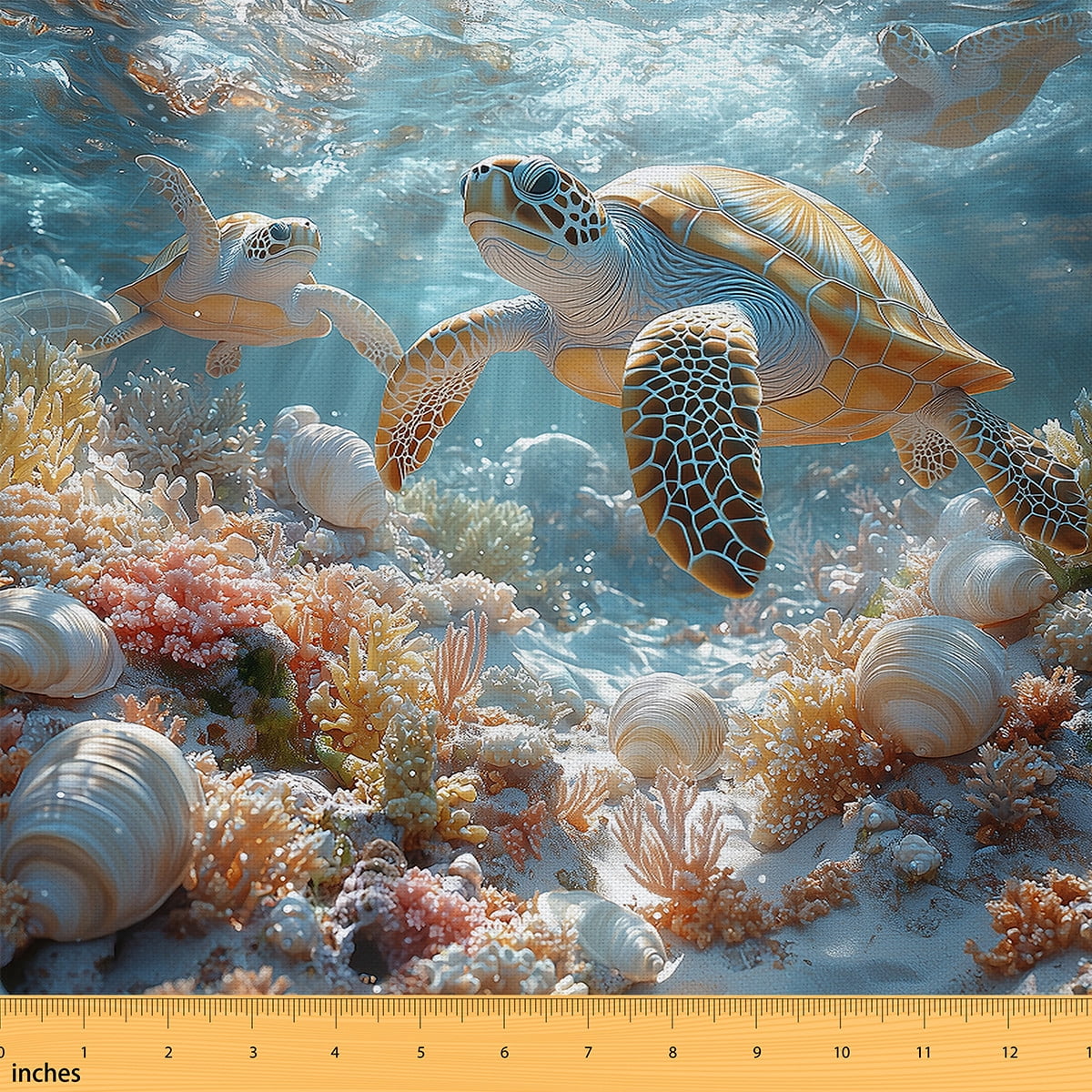 Feelyou Sea Turtle Fabric by the Yard 1 Yard for Teens, Underwater ...