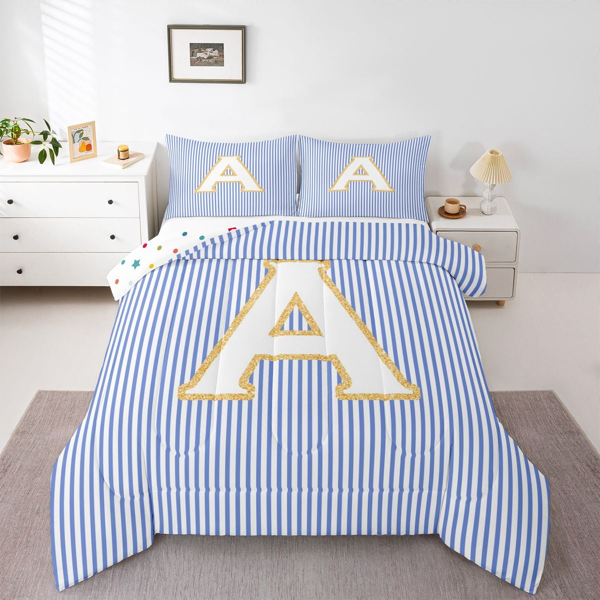 Feelyou Sequin Print Letter Bedding Comforter Set for Child, Cartoon ...